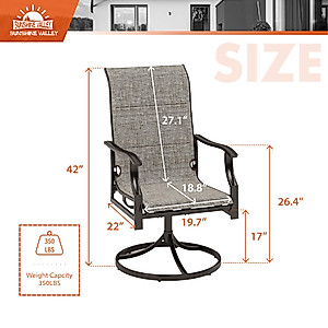 SUNSHINE VALLEY Outdoor Dining Chairs for 2,Swivel Patio Dining Chairs Garden Backyard Lawn Yard Furniture, Steel Frame with Textilene Fabric Rocking Chair.