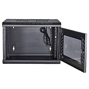 Kenuco Wall Mount Rack Server Cabinet Data Network Enclosure 19-Inch Server Network Rack with Locking Glass Door 16-Inches Deep (Black 04U)