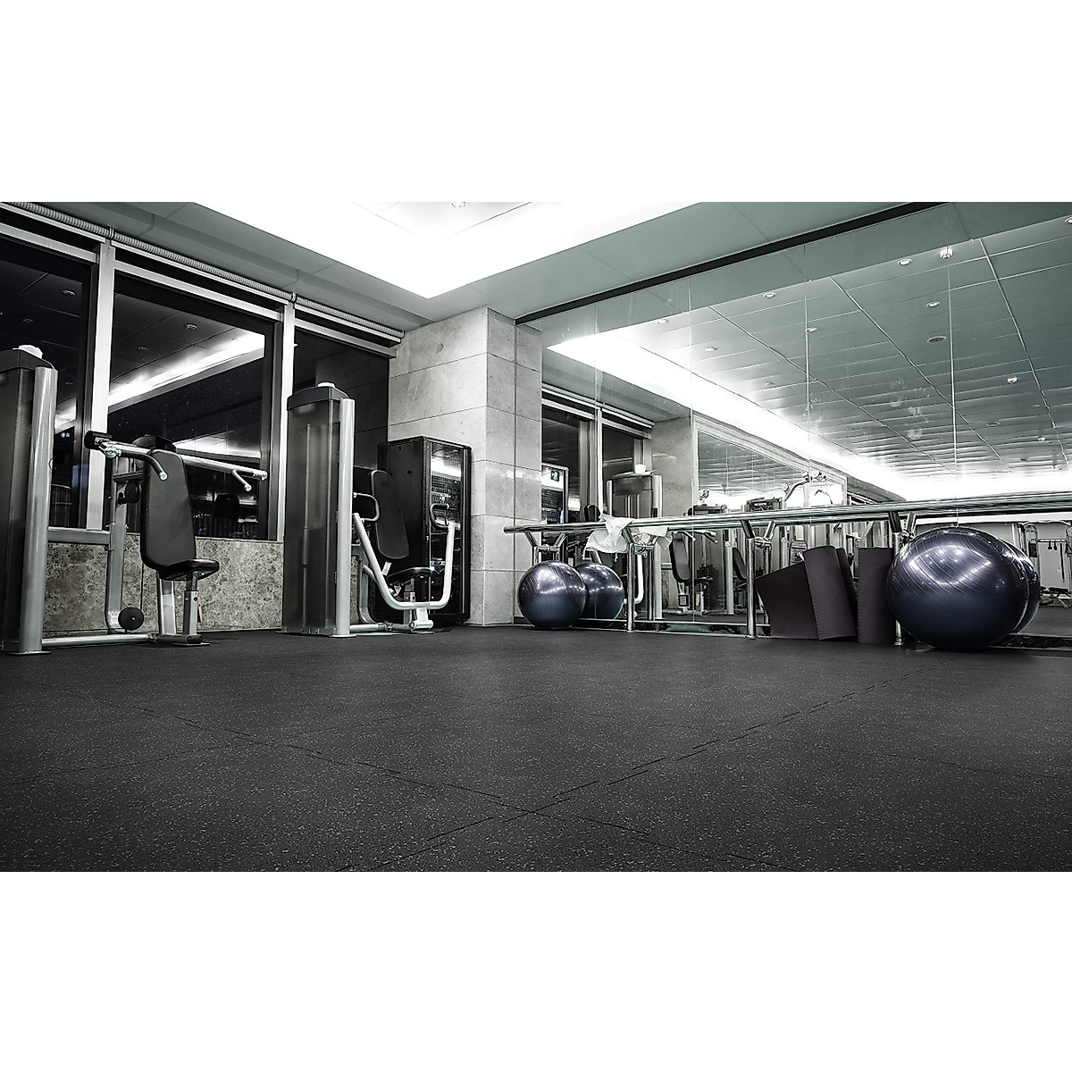 Genaflex Lite Rubber 8mm Interlocking Tiles for Gym Flooring, Exercise Equipment, Exercise Areas - 20" X 20" (Tan/Black, 100 Tiles - 270 Sq. Ft.)