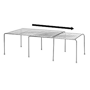 iDesign Classico Metal Cabinet Shelves, Expandable and Stackable Shelving System for Kitchen, Pantry, Bathroom, Bedroom, Office, 14" x 9" x 6.45", Silver