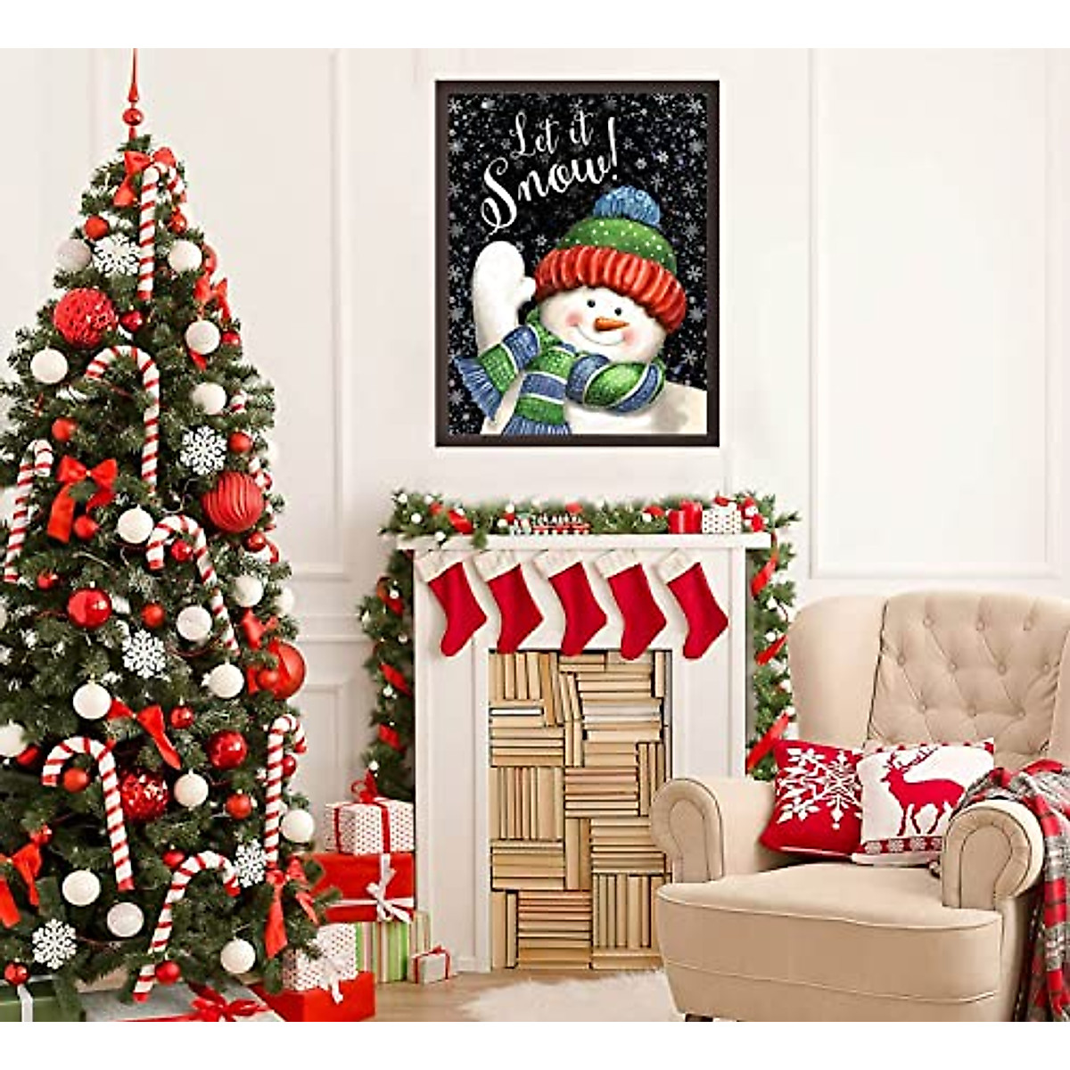 Christmas Diamond Painting Kits,Snowman Diamond Art Kit for Adults Full Round Drill,Paint with Diamond for Gift,Wall Decor