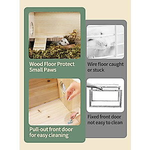 Rubor Wooden Hamster Cage Mice and Rat Habitat Small Animal Habitat for Rabbits, Guinea Pigs, Chinchillas with Openable Top and Large Acrylic Sheets