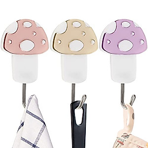 STOBAZA 3 PCS Decorative Wall Hooks Mushroom Wall Hooks Adhesive Sticky Hooks for Bedroom Bathroom Door Wall Shower Ball Hat Coat
