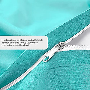 Pure Bedding Duvet Cover Queen [3-Piece, Aqua] - 1 Comforter Protector with Zipper Flap and 2 Pillow Shams - Hotel Luxury 1800 Brushed Microfiber - Ultra Soft, Cool and Breathable Comforter Cover