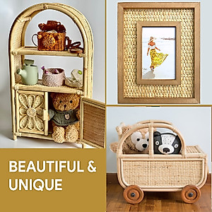 LUSYDECO 16" Width Natural Rattan Cane Webbing Roll 5 Feet Length Closed Weave Rattan Fabric Furniture Woven Rattan Sheets for Crafts Cane Weave Rattan Material Natural Chair Caning (5 FEET)