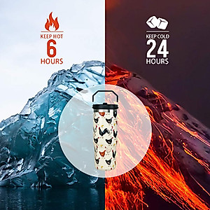 Exacmos 30oz Chicken Tumbler with Handle and Straw, Stainless Steel Vacuum Insulated Flip Straw 30 oz Coffee Rooster Tumbler, Spill Proof Travel Mug, Chicken Decor Gifts for Women