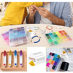 QBJAYTY Bracelet String, 0.8mm Elastic String for Clay Beads, 100M Clear Elastic Stretchy Bracelet String for Jewelry Making, Elastic Beads Beading String Cord (White)