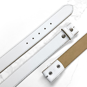 BS1200 White Belt Genuine Leather Replacement Casual Belt Strap 1-1/2"(38mm) Wide (White, 30)