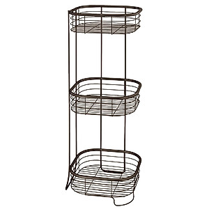 iDesign Forma Metal Wire Corner Standing Shower Caddy, 9.5" x 9.5" x 26.25", Bronze & Kyoto Bar Soap Holder for Bathroom Shower, Vanities, Kitchen Sink - Bronze