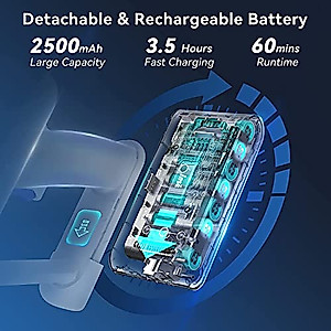 INSE Cordless Vacuum Cleaner, Stick Vacuum with 30Kpa 450W Powerful Suction, Rechargeable Battery Vacuum Up to 60mins Runtime, 6-in-1 Lightweight Vacuum with LED Display for Hard Floor Carpet Pet Hair