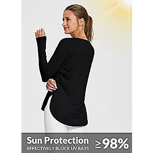 BALEAF Women's Sun Shirts UPF 50+ Long Sleeve Hiking Tops Lightweight Quick Dry UV Protection Outdoor Clothing Black L