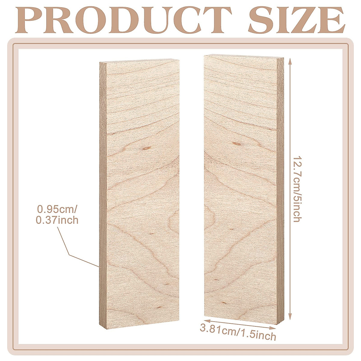 Chunful 4 Pcs Curly Maple Knife Handle Material Natural Wood Knife Handle Scales Knife Scales for DIY Crafts 3/8" x 1.5" x 5"