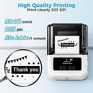 Phomemo M120 Label Maker, Barcode Label Printer, Mini Portable Wireless Bluetooth Thermal Label Printer for Retail, QR Code, Images & Small Business, Compatible with Android, iOS & PC, White