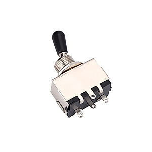 Guitar 3 Way Toggle Switch, Metal Enclosed 3 Way Selector Switch with Black Brass Tip Knob Replacement Part for Style Electric Guitar
