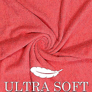 Bath Towels Set-100% Cotton-2 Bath Towels, 2 Hand Towels & 2 Washcloths-Large, Quick Dry, Absorbent, Soft & Plush, Gym, Spa, Hotel, Shower Towels -6 Piece Luxury Bathroom Towels - Coral / Dark Coral