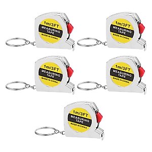 cobee Mini Tape Measure with Keychain, 1 Meter/ 3 Feet Retractable Measuring Tape Portable Small Measurement Tape Slide Lock Tape Measure 5 Pcs