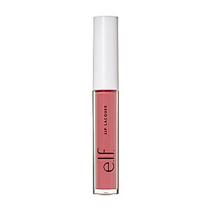 e.l.f. Lip Lacquer, Moisturizing, Shiny, Non-Sticky & Long Lasting, Provides Maximum Color & Glides On, Vegan & Cruelty-Free, Wild Rose, 0.08 Fl Oz