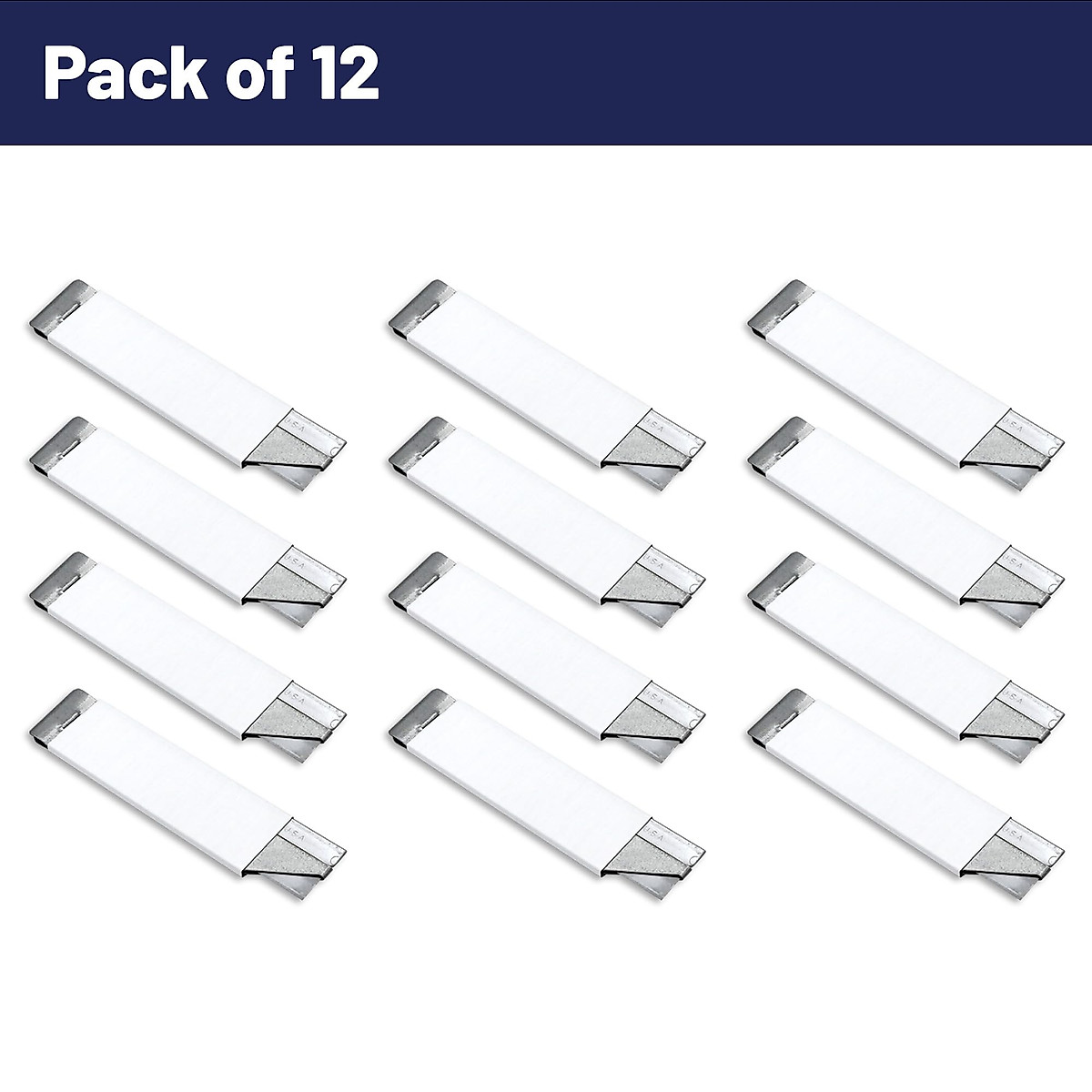 Box Cutter Utility Knifes (12 Pack) Bulk Retractable All Metal Design - Made in USA - Cardboard Opener, Single Edge Industrial Razor Blades with Scraper Attachment by Entrust Pro