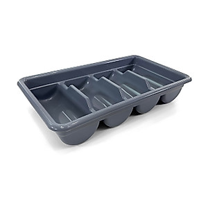 Farag Janitorial Cutlery Bin | Flatware Bin 4 Compartment Plastic | Commercial Cutlery Box Gray | Polypropylene Plastic.