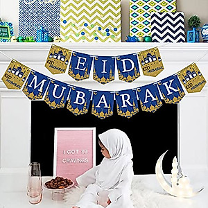 Partyprops Eid Mubarak Banner - Eid Mubarak Decoration - Eid Mubarak Party Decorations Supplies - Eid Mubarak Banner Bunting - No Assembled Required