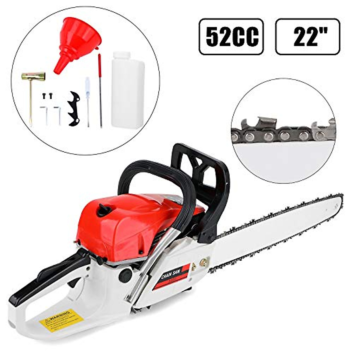 Frezon Petrol Chainsaw 22 Inch, Chainsaws Gas Powered 52CC 2 Cycle Gasoline Chain Saw for Trees Wood Garden Ranch Forest Cutting