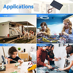 2pcs Mini Solar Cell Panel Module, Epoxy Power Supply Systerm Charger Battery DC 5V 250mA with Cable Length 30cm/11.8in