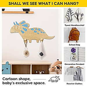 Jfbav Decorative Wood Wall Hooks - Cute Animal Dinosaur Wall Hooks for Hats, Clothes, Keys, Handkerchiefs, Jackets and More