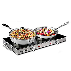 Megachef Ceramic Infrared Double Cooktop, 25 Inch, Black