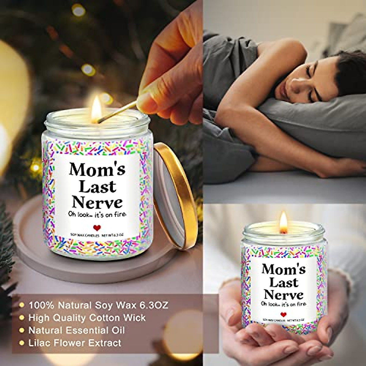 Gifts for Mom Birthday Gifts for Mom Women from Daughter Son Unique Novelty Funny Clove Scented Soy Candle Mom Gifts for Women New Mom Gifts Mothers Day Thanksgiving Presents Moms Last Nerve