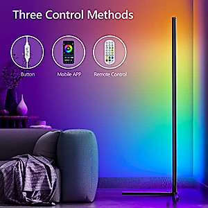 bedee RGB LED Corner Floor Lamp: Dimmable Corner Floor Lamp with Music Sync and 16 Million DIY Colors, Color Changing Standing Lamp with Smart Bluetooth APP and Remote Control for Living Room Bedroom