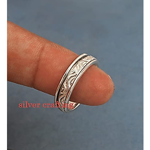 Wave Minimalist Spinner Creative Ring Spinning Boho Fidget Ring Statement Band Ring Silver Jewelry (8)