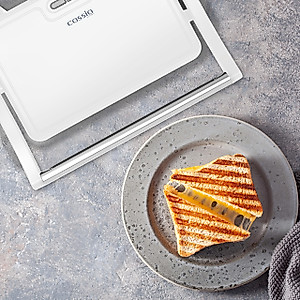 Cassia Panini Maker - 750 Watt 2-Slice Press Grill with Indicator Lights | Opens 180 Degrees | Double Sided Heating | Non-stick Cooking | Cool Touch Handle | Easy to Clean, Cream