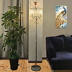 beaysyty Elegant Floor Lamp for Living Room Modern Crystal Stacked Ball Floor Lamp Bedroom Reading Chrome Finish Crystal Shade 2-Light