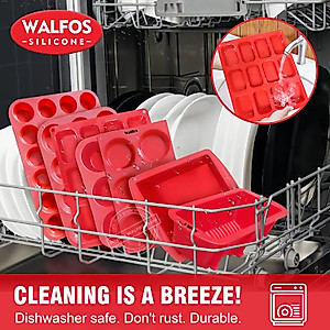 Walfos Silicone Mini Loaf pan, 12 Cavities Mini Bread Pan Brownie Pan, Food Grade & Non-stick, Ideal For Mini Bread, Brownie, Cornbread, Cheesecake & Chocolate