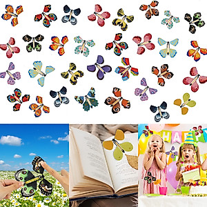 Chenkaiyang 40 Pcs Magic Flying Butterfly, Fairy Flying Toys Rubber Band Powered Wind Up Flying Butterfly Flying Butterfly Cards Butterfly Toy for Book Card Birthday Surprise Gift (20 Styles)