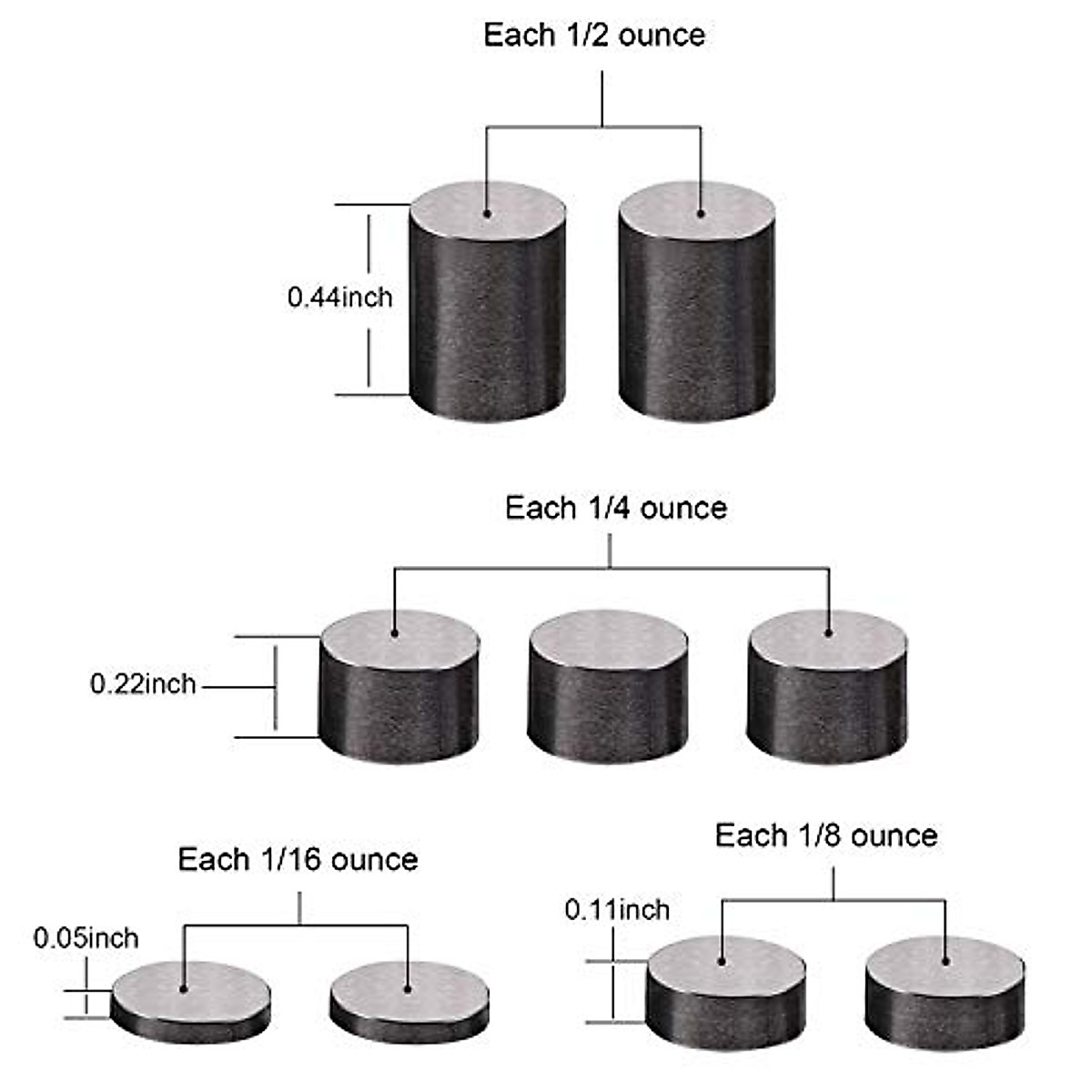BBTO 2.125 oz. Tungsten Weights 3/8 Inch Incremental Cylinders Car Incremental Weights Compatible with Pinewood Car Derby Weights, 9 Pieces