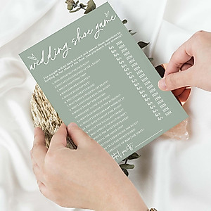 Bridal Shower Games Cards, Wedding Shoe Game, Bridal Shower Games 25 Guests, Engagement Party Wedding Games for Guests, Minimalist Green Wedding Party Supplies - C04