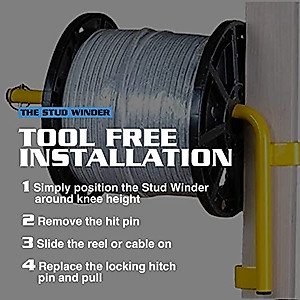 Angel Guard Spool Tools Stud Winder - The Easy to Install, Portable, All Steel Spool Holder Wire Dispenser for Fast Load Dispensing of Wire Reels, Coils, Cables, & More - Holds Up To 100 Pounds