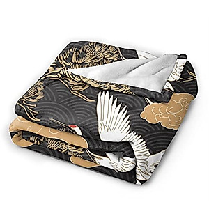 Black and Gold Fleece Blanket Throw Blanket, Ultra-Soft Cozy Micro Fleece Blanket for Sofa, Couch, Bed, Camping, Travel, & Car Use-All Seasons Suitable50 X40