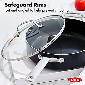 OXO Agility Series 10 Piece Cookware Pots and Pans Set, Ceramic Nonstick PFAS-Free, Induction Suitable, Quick Even Heating, Stainless Steel Handles, Chip-Free Rims Dishwasher and Oven Safe Black