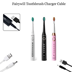 Charger Cable Replacement for Fairywill/Dnsly/Initio/Vekkia Electric Toothbrush, USB Charging Cord 3 ft (2-Pack)