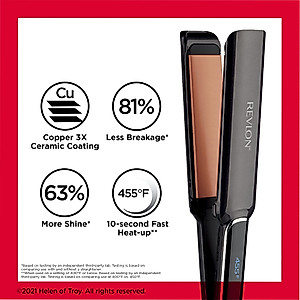 Revlon Copper Smooth Hair Flat Iron | Frizz Control for Fast and Shiny Styles, (XL 1-1/2 in)