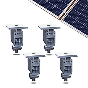Solar Panel Mid Clamp Adjustable Metal Roof Solar Panel Module Mounting Racking Kits Assembly for 1.38 Inch to 1.96 Inch Thickness Framed Panel(4pcs)