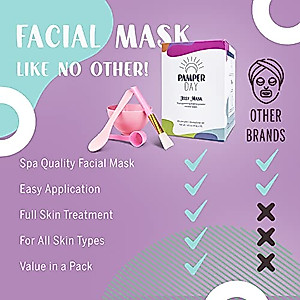 Pamper Day - Jelly Masks for Facials, Peel Off Face Mask Bundle Kit, Jelly Mask Facial Kit for Skin Care, Spa Mask Set With 10 Fruit Peel Masks, Silicone Brush, Mixing Bowl, Spatula, & Measuring Spoon