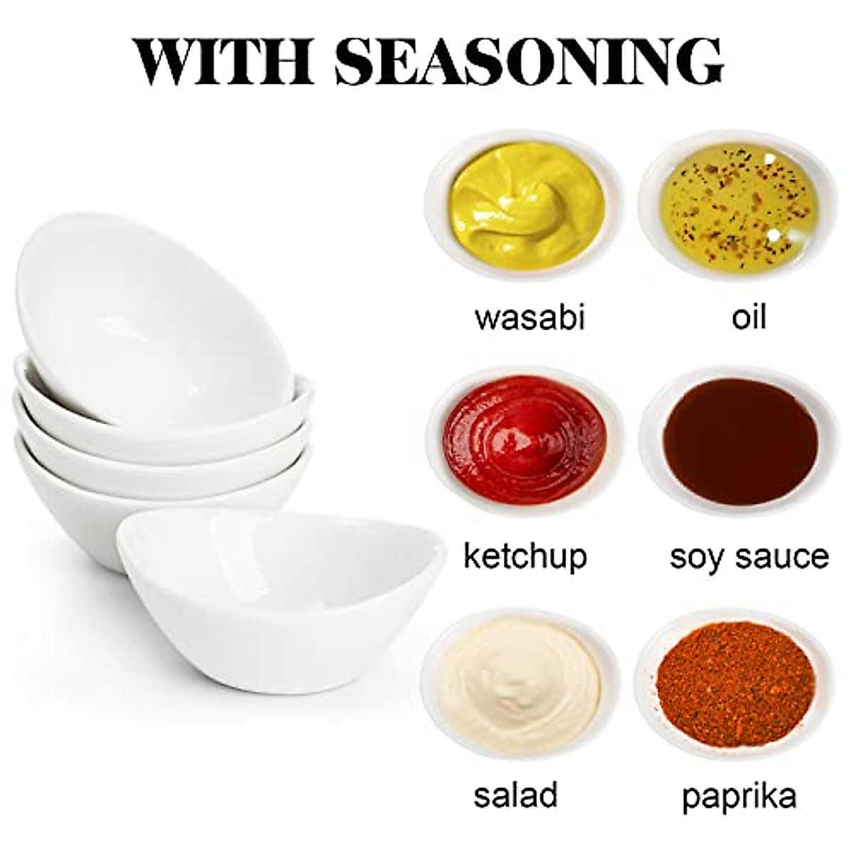 Yesland 12 Pack Dipping Bowls Set, 1 Oz White Porcelain Dipping Sauce Dishes & Bowls for Soy Ketchup, Sauce, Seasoning or BBQ Sauce