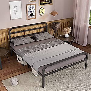 Umyder Full Size Bed Frame with Headboard and Footboard,14 Inch High Metal Platform Bedframe with Sturdy Steel Slats Support,No Box Spring Needed,for Teen,Noise Free,Easy Assembly,Anti-Slip