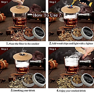 Longing Home Cocktail Smoker Kit, Whiskey Smoker Kit with 6 Kind Wood Chips, Bourbon Smoker Kit, Smoked Old Fashioned Kit, Gift For Father,Husband and Boyfriend (No Butane)
