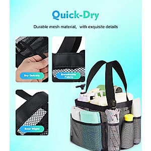 Shower Caddy,2 Pcs Mesh Shower Caddy Portable for College Dorm with 8-Pockets Large Capacity,Shower Bag for Bathroom Hanging Quick Dry,Essentials for Beach Gym Swim Camp Travel,2 Handles 1 Hook