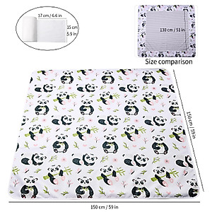 ChicMoments 59'' Huge Toddlers' Highchair Splat Mat, Panda Non-Slip Baby Place Mat, Kids' Leakproof Splash Spill Floor Mat with 2 Rolls Bamboo Clean Cloth (59 * 59‘’/150 * 150cm, Panda)