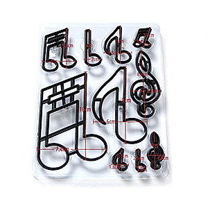 Music Fondant Cutters, Airlxf 10PCS Wedding Cookie Cutter Set for Anniversary/Bridal/Engagement Cake Decorating Sugarcraft Cutting Tool (Music Fondant Cutters)
